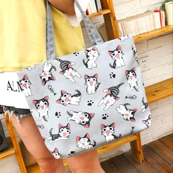 Chi Cat | Bags | New Chi Cat Canvas Tote Bag Chi Cat Shoulder Bag ...